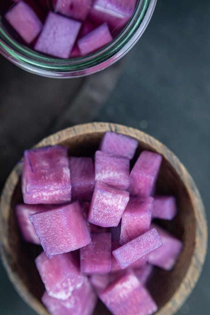 Blueberry Pickled Radishes - Tiny Batch Cooking